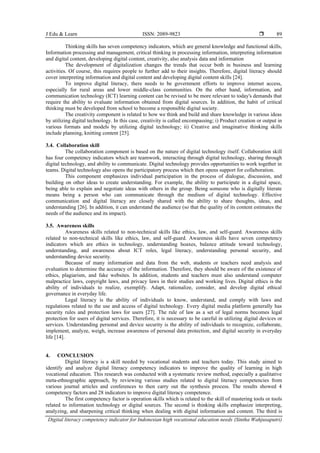 Digital literacy competency indicator for Indonesian high vocational ...