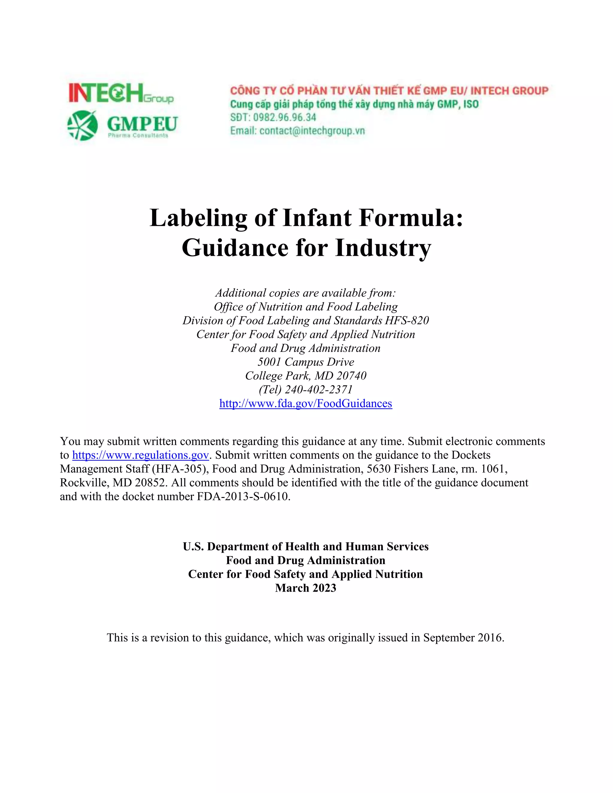 FDA: Guidance-Labeling Infant Formula-March2023 | DOCX