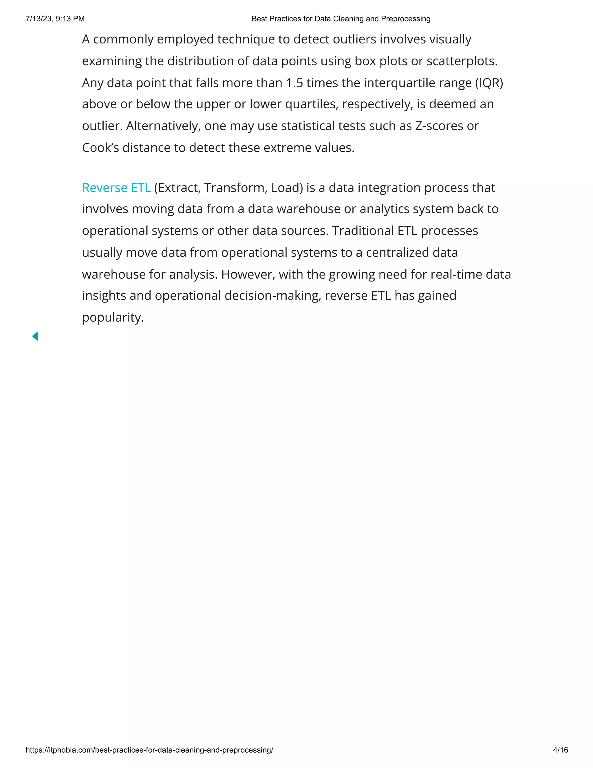 Best Practices for Data Cleaning and Preprocessing | PDF