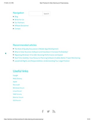 Best Practices for Data Cleaning and Preprocessing | PDF