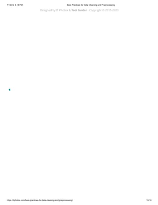 Best Practices for Data Cleaning and Preprocessing | PDF