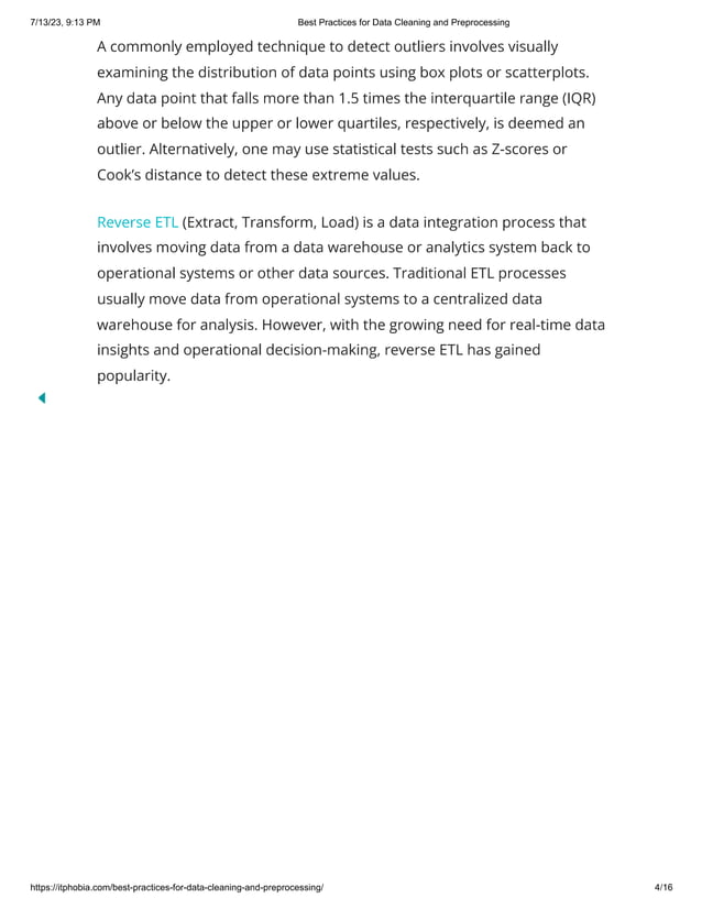 Best Practices for Data Cleaning and Preprocessing | PDF