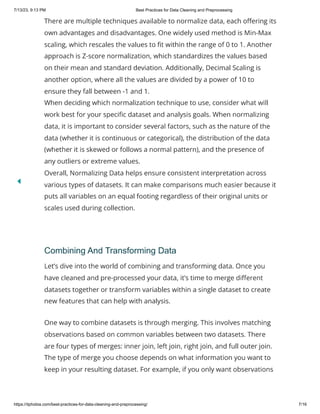 Best Practices for Data Cleaning and Preprocessing | PDF