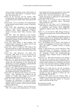 The Use of Frankia Spores As Inocula For Casuarina equisetifolia Plants ...