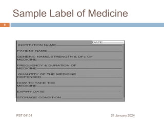 10. Medicine labels.pptx for pharmaceutical sciences | PPTX