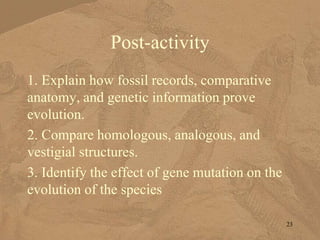 10. Evidence of Evolution.pptx Fossils, comparative | PPT