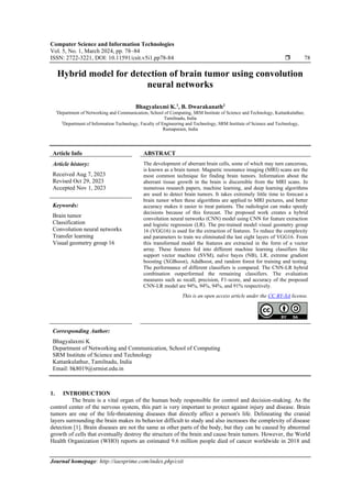 Hybrid model for detection of brain tumor using convolution neural ...
