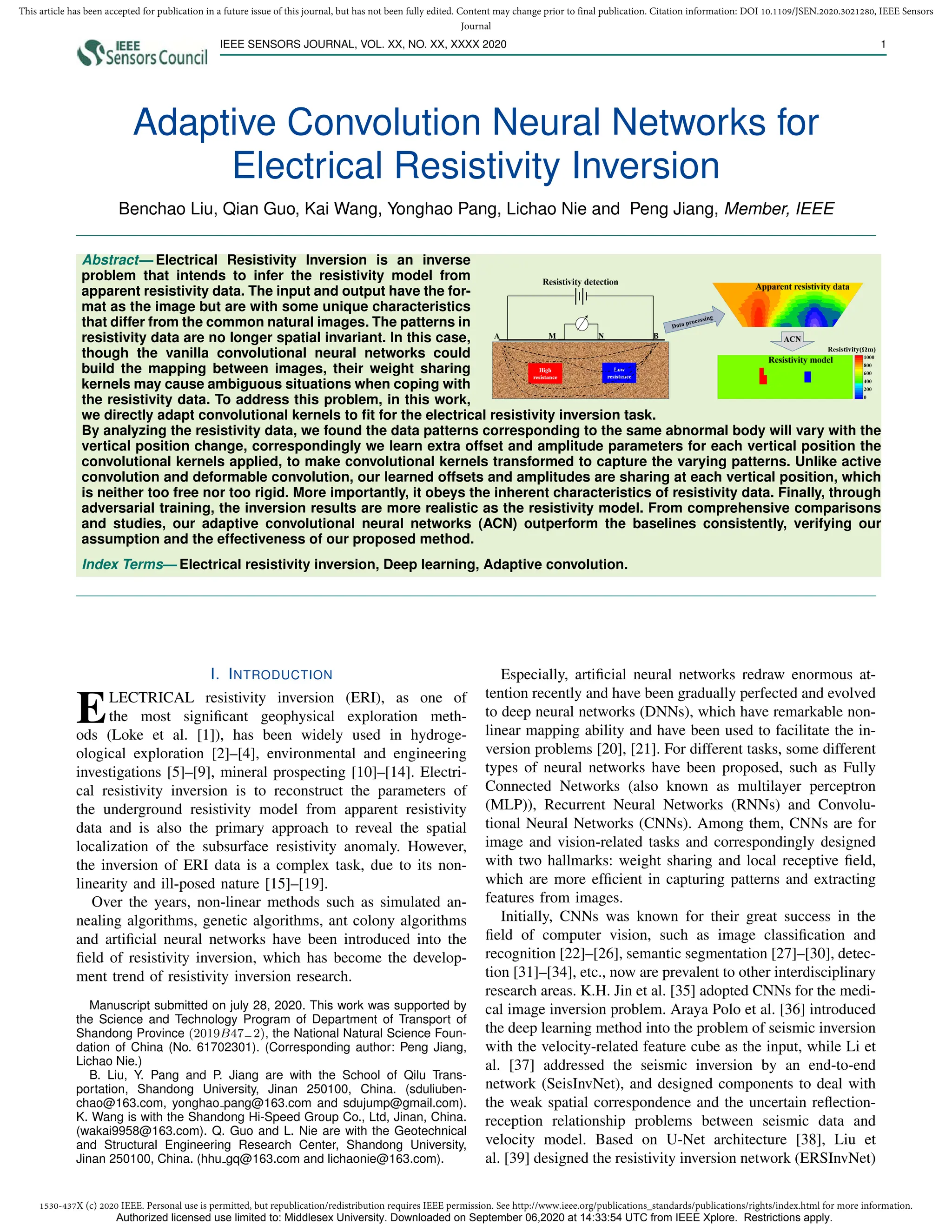 Adaptive Convolution Neural Networks for Electrical Resistivity Inversion | PDF