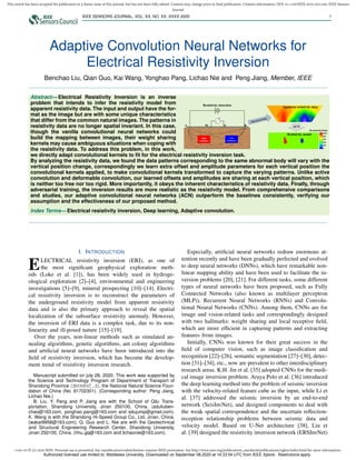 Adaptive Convolution Neural Networks for Electrical Resistivity Inversion | PDF