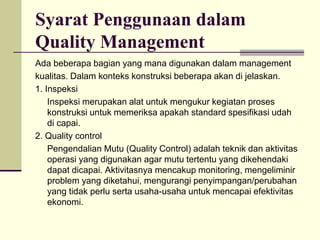 Konsep manajemen kualitas dalam mata kuliah manajemen teknik | PPT