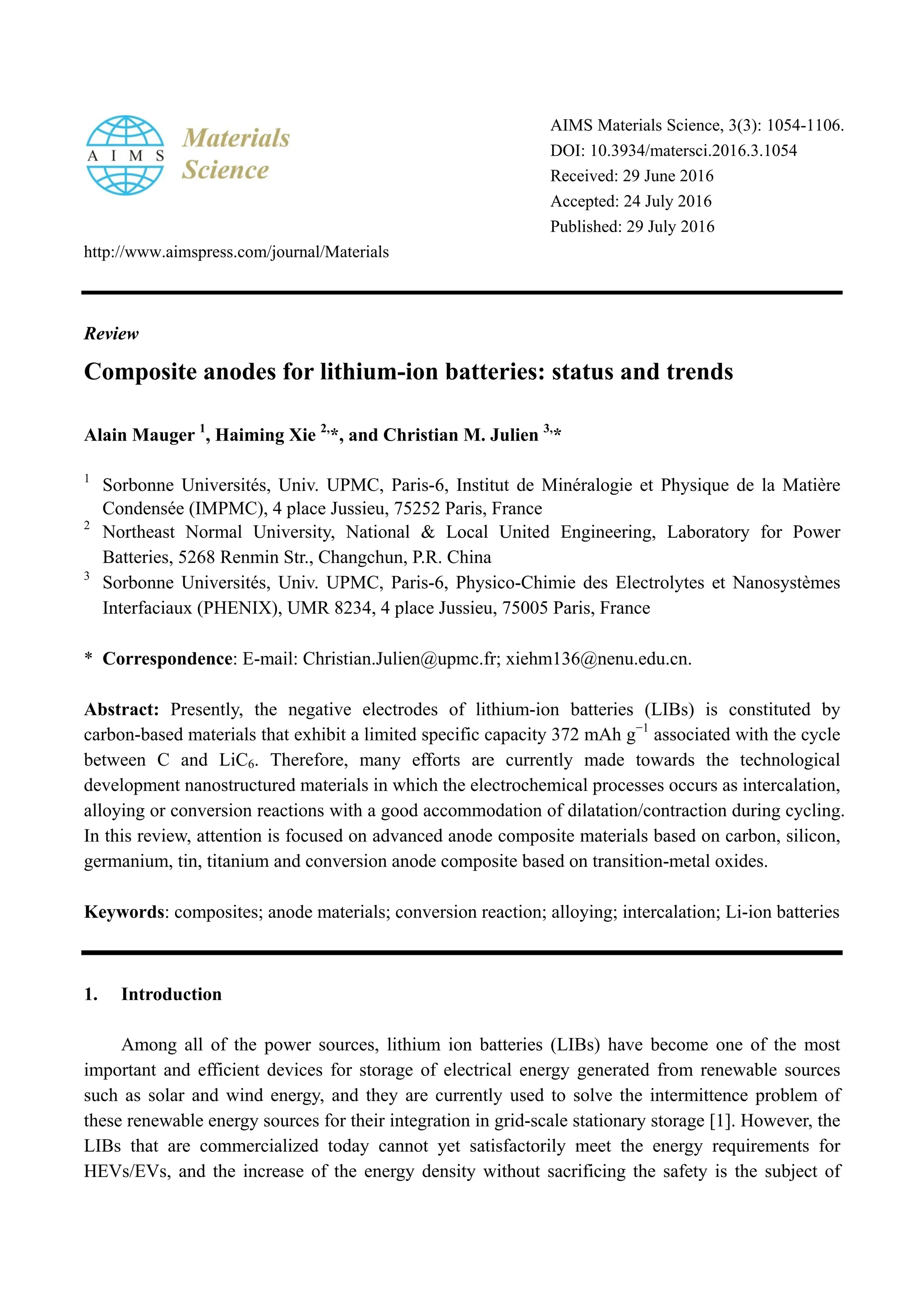 Composite anodes for lithium-ion batteries | PDF