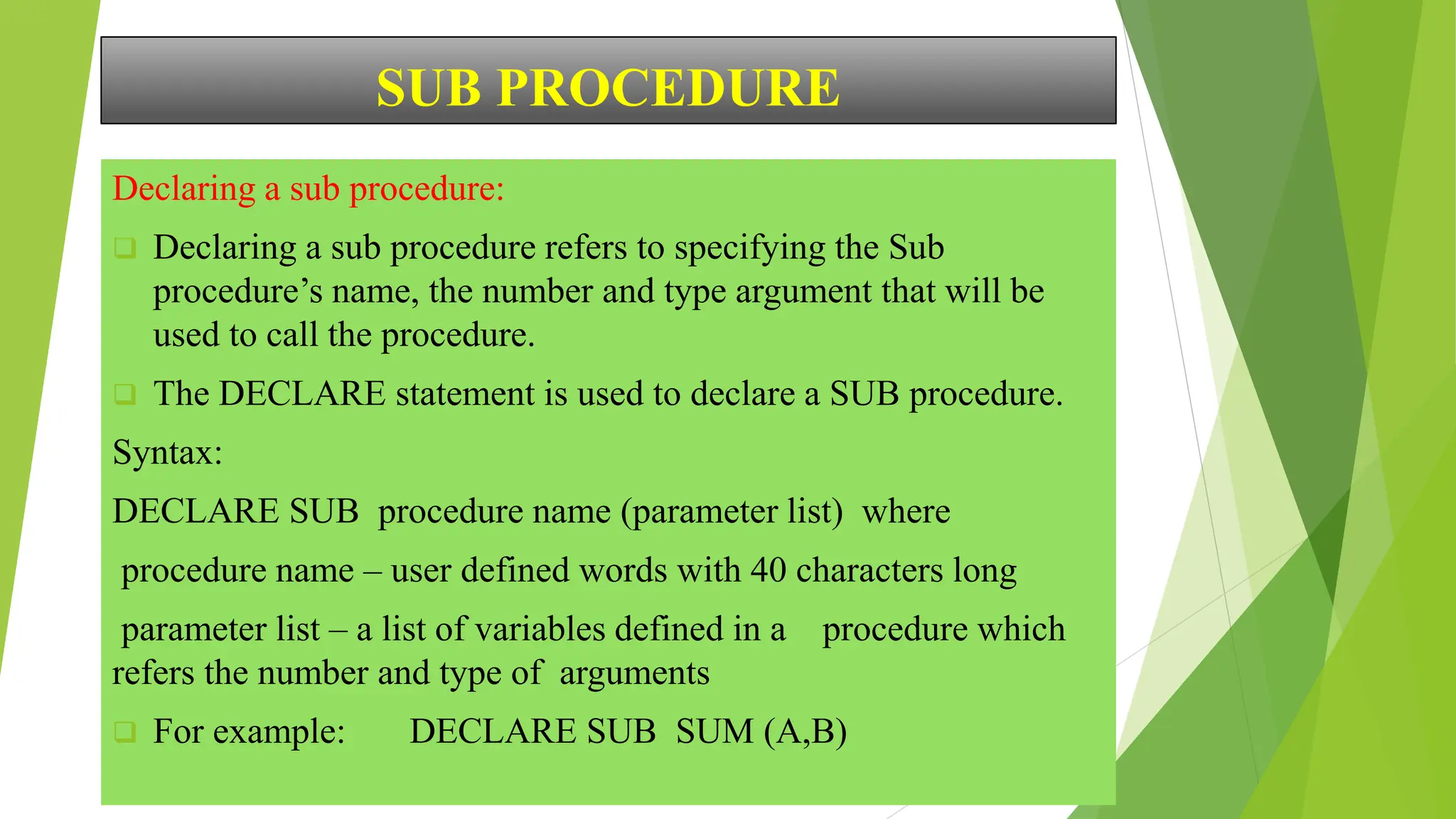 10.-Modular-Programming-with function and Sub Procedure.pptx | Programming Languages | Computing