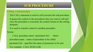 10.-Modular-Programming-with function and Sub Procedure.pptx | Programming Languages | Computing