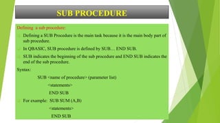 10.-Modular-Programming-with function and Sub Procedure.pptx | Programming Languages | Computing
