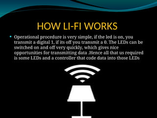 LIFI TECHNOLOGY Usage, Advantages & Disadvantages | PPT