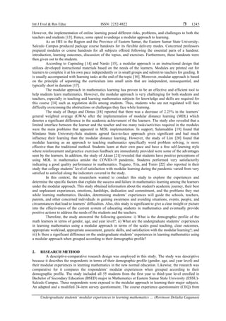 Undergraduate students’ modular experiences in learning mathematics in ...