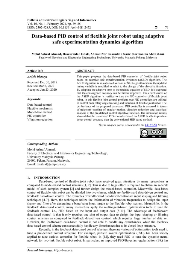 Data-based PID control of flexible joint robot using adaptive safe experimentation dynamics ...