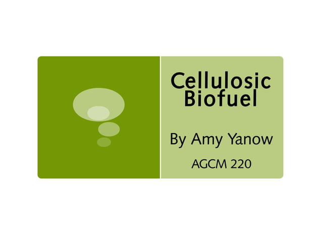 Cellulosic Biofuel Presentation | PPT | Agriculture | Industries