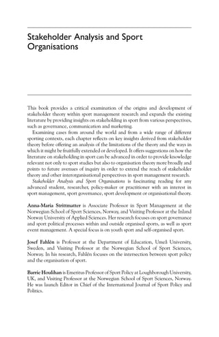 stakeholder analysis ans sport organizations | PDF