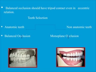 10. Occlusion and it's types in complete dentures | PDF