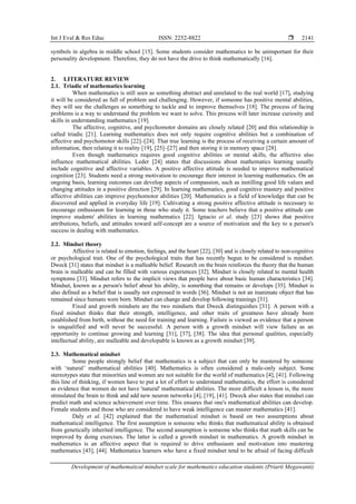 Development of mathematical mindset scale for mathematics education ...