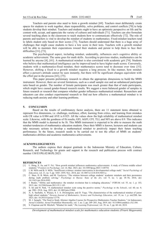 Development of mathematical mindset scale for mathematics education ...