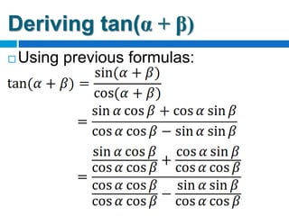 10 2 sum and diff formulas for tangent | PPTX