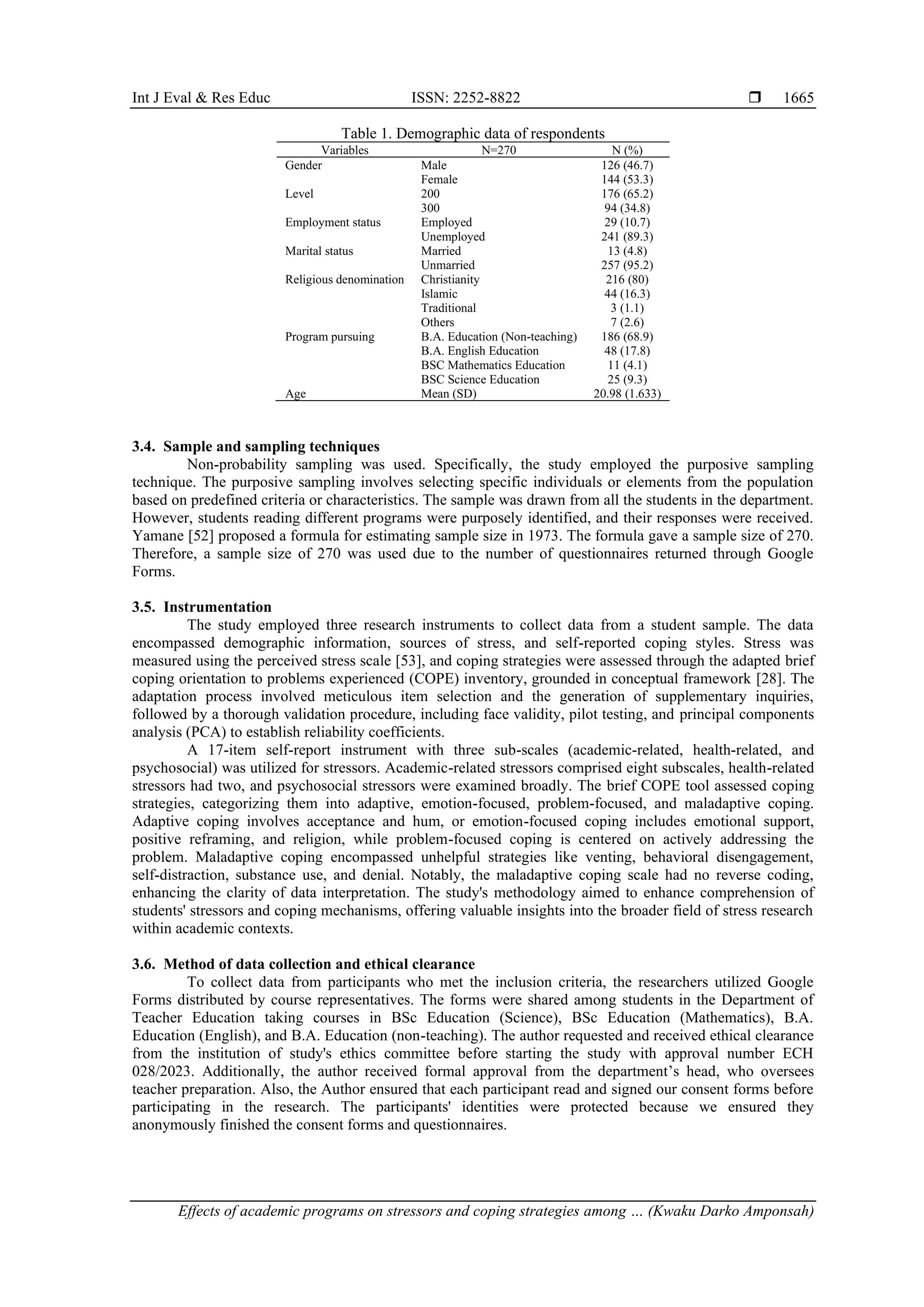 Effects of academic programs on stressors and coping strategies among ...
