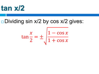 10 3 double and half-angle formulas | PPTX