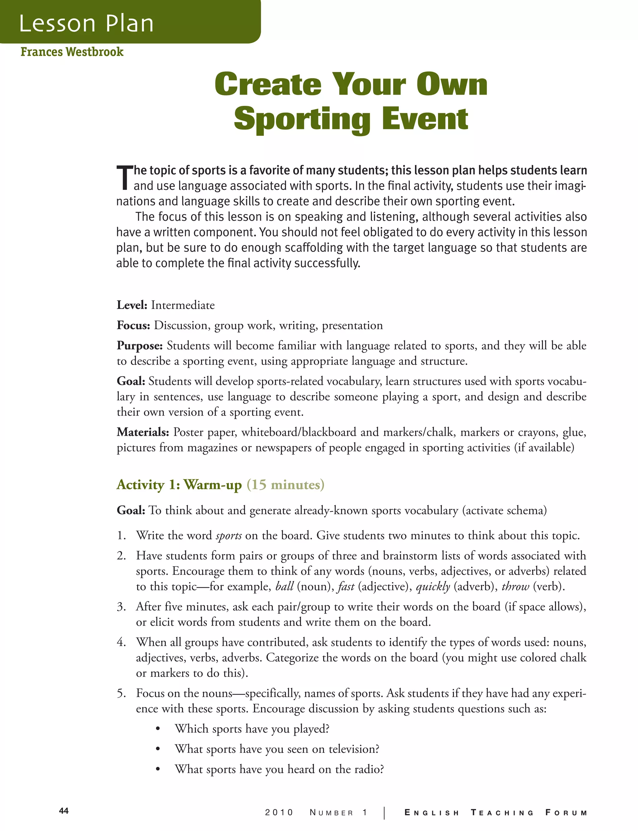 ENGLISH ACTIVITIES | PDF