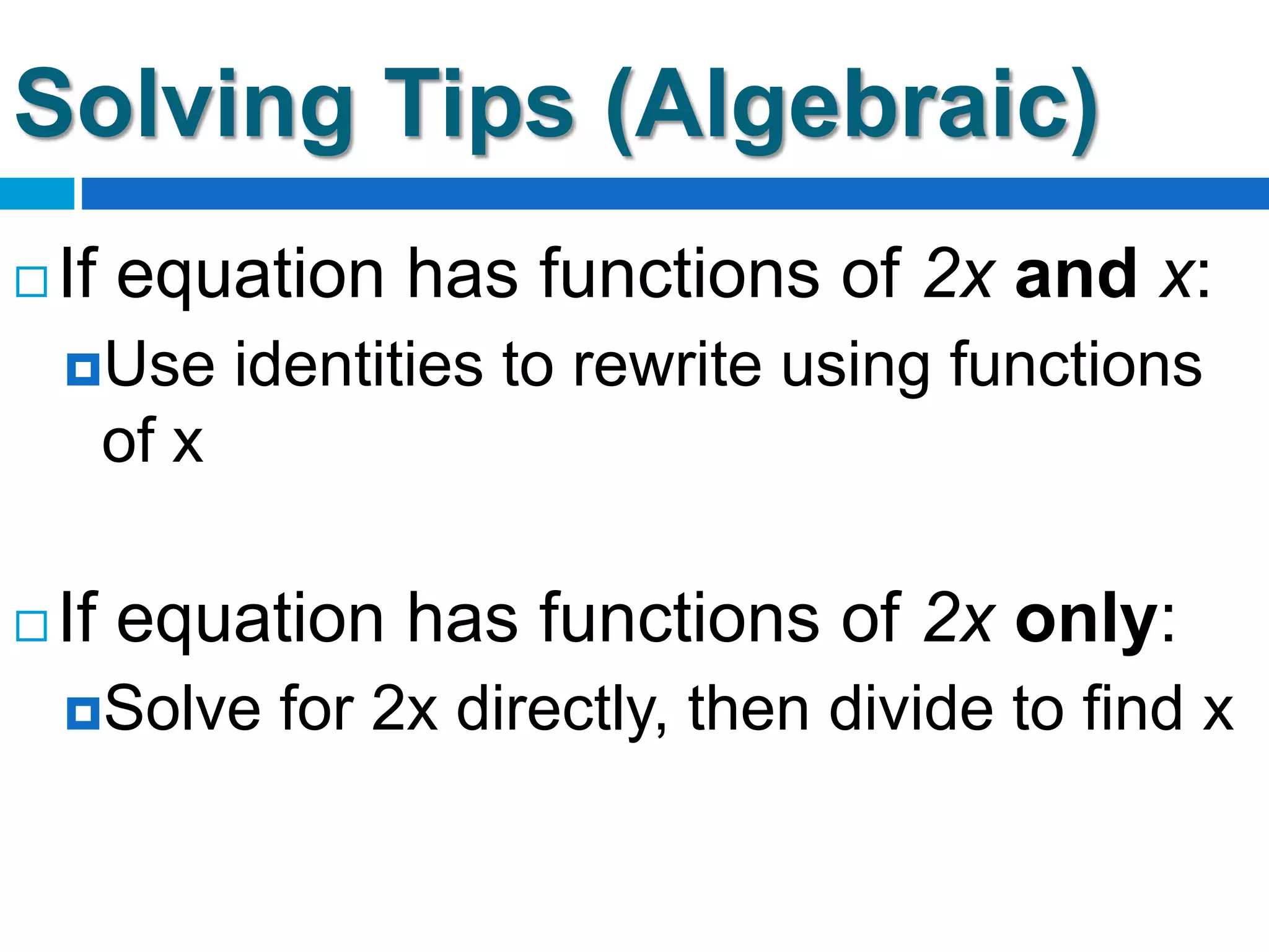 10 4 solving trig equations | PPT