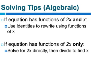10 4 solving trig equations | PPT