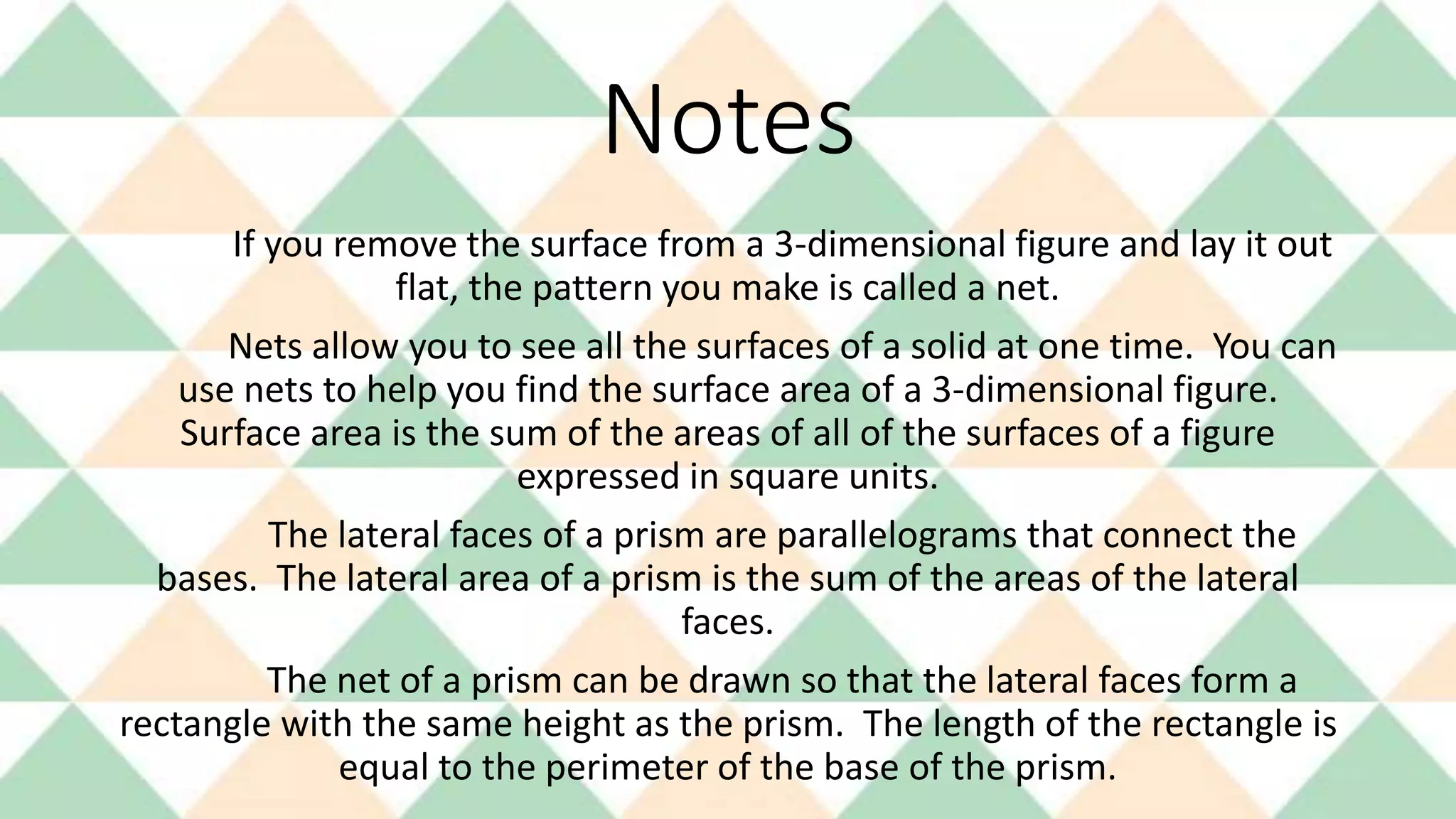 Surface area of prisms and cylinders | PPT