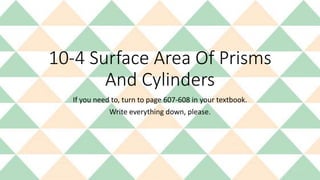 Surface area of prisms and cylinders | PPTX