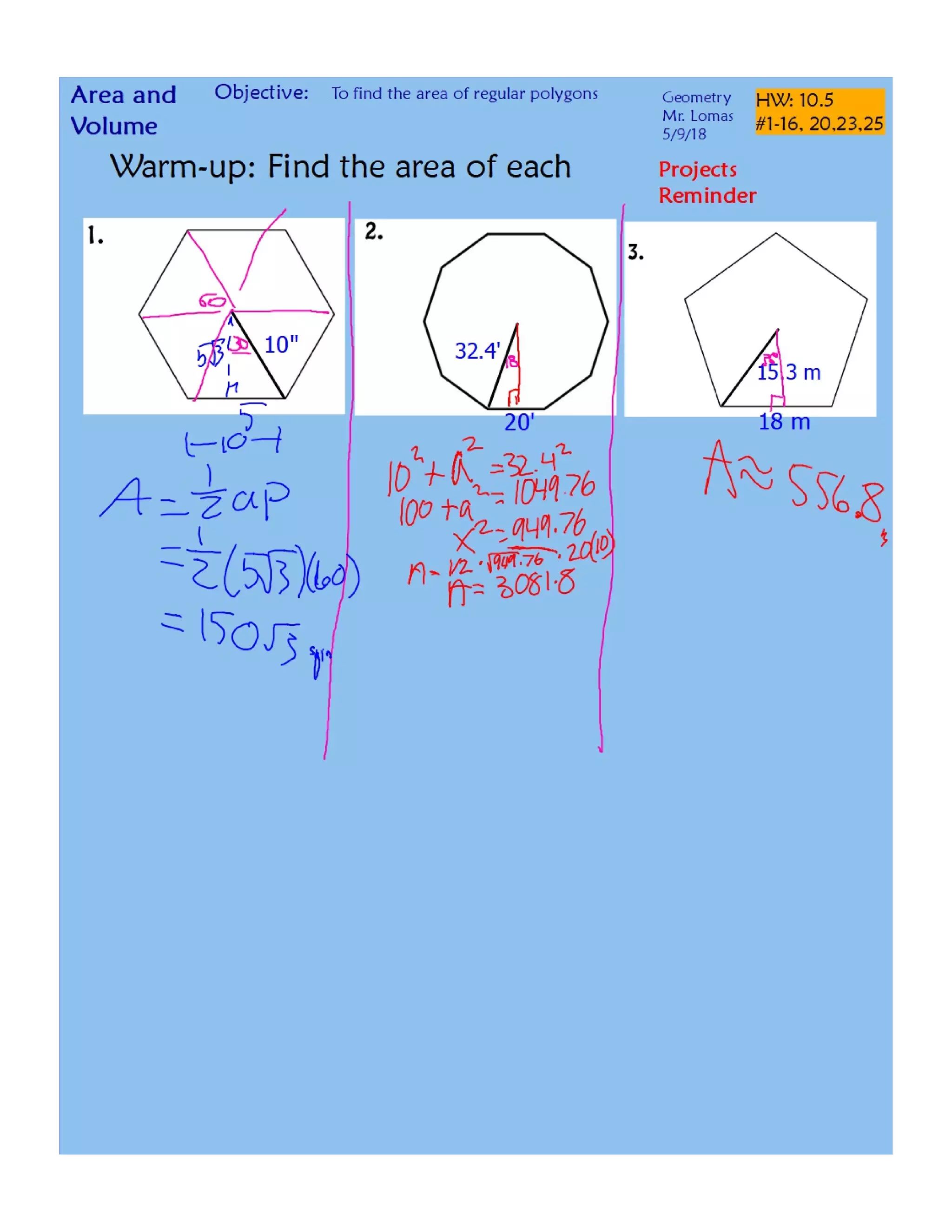 10 5 areas of regular polygons using trig | PDF