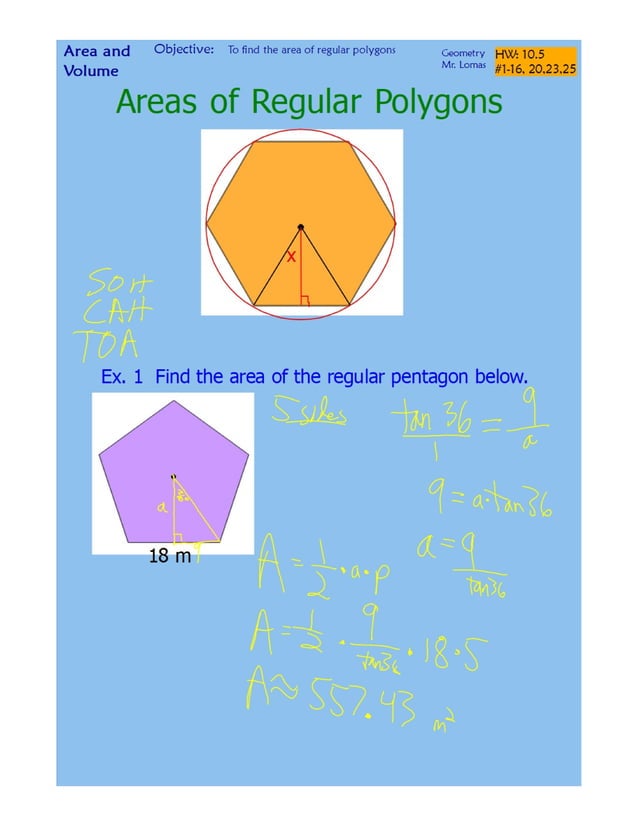 10 5 areas of regular polygons using trig | PDF