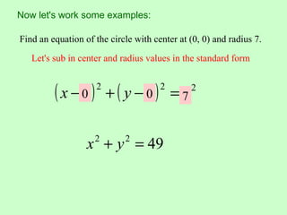 10.7 writing and graphing circles | PPT