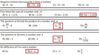 10 - Algebraic Equations - Mathematical Sentences and Mathematical ...