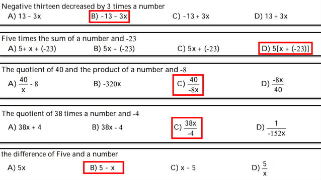 10 - Algebraic Equations - Mathematical Sentences and Mathematical ...