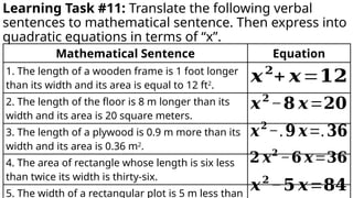 10 - Algebraic Equations - Mathematical Sentences and Mathematical ...