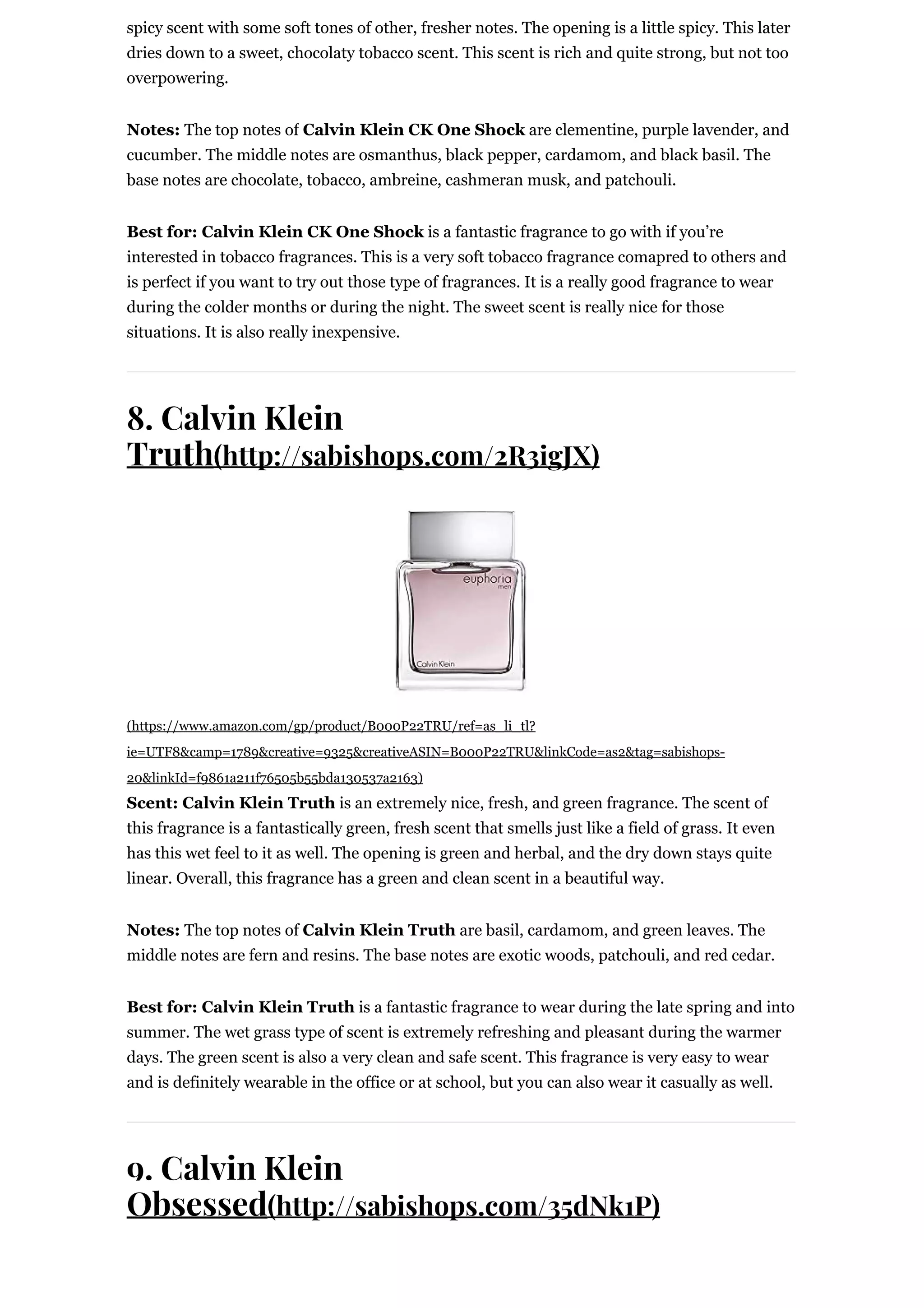 10 Best Calvin Klein Fragrances For Men | Best Perfume | PDF