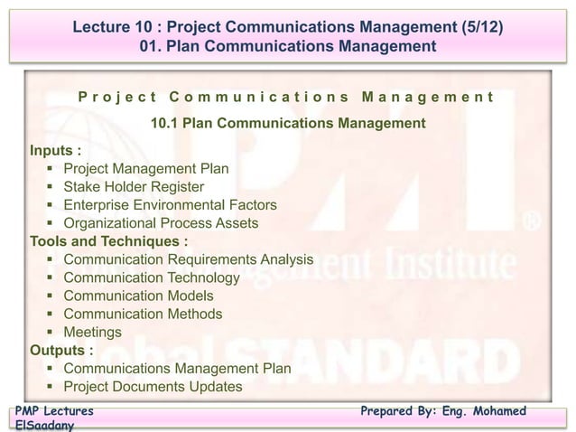 PMP Preparation - 10 Communication Management | PPT