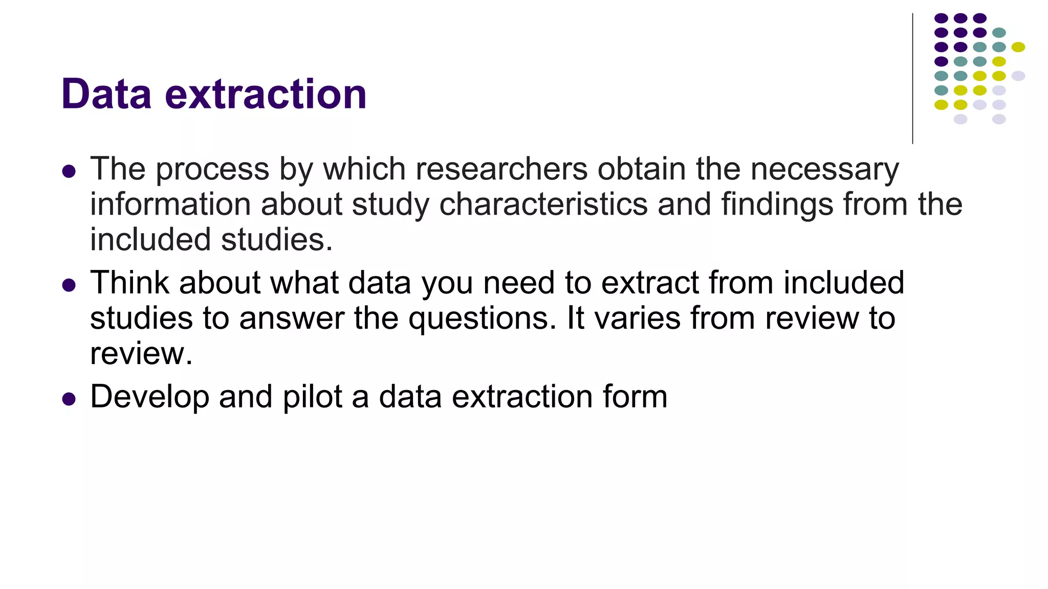 Data extraction in systematic literature review | PPTX