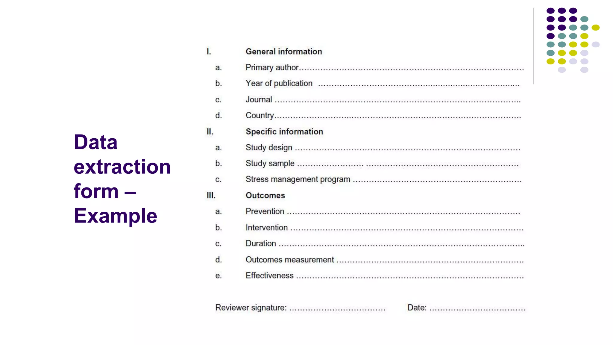 Data extraction in systematic literature review | PPTX
