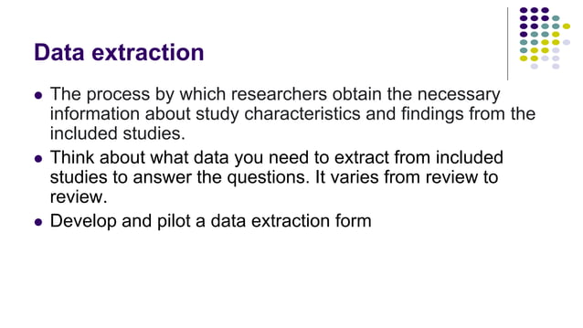 Data extraction in systematic literature review | PPTX