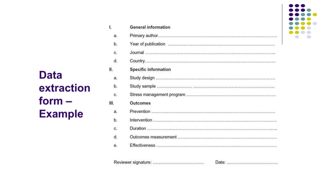 Data extraction in systematic literature review | PPTX