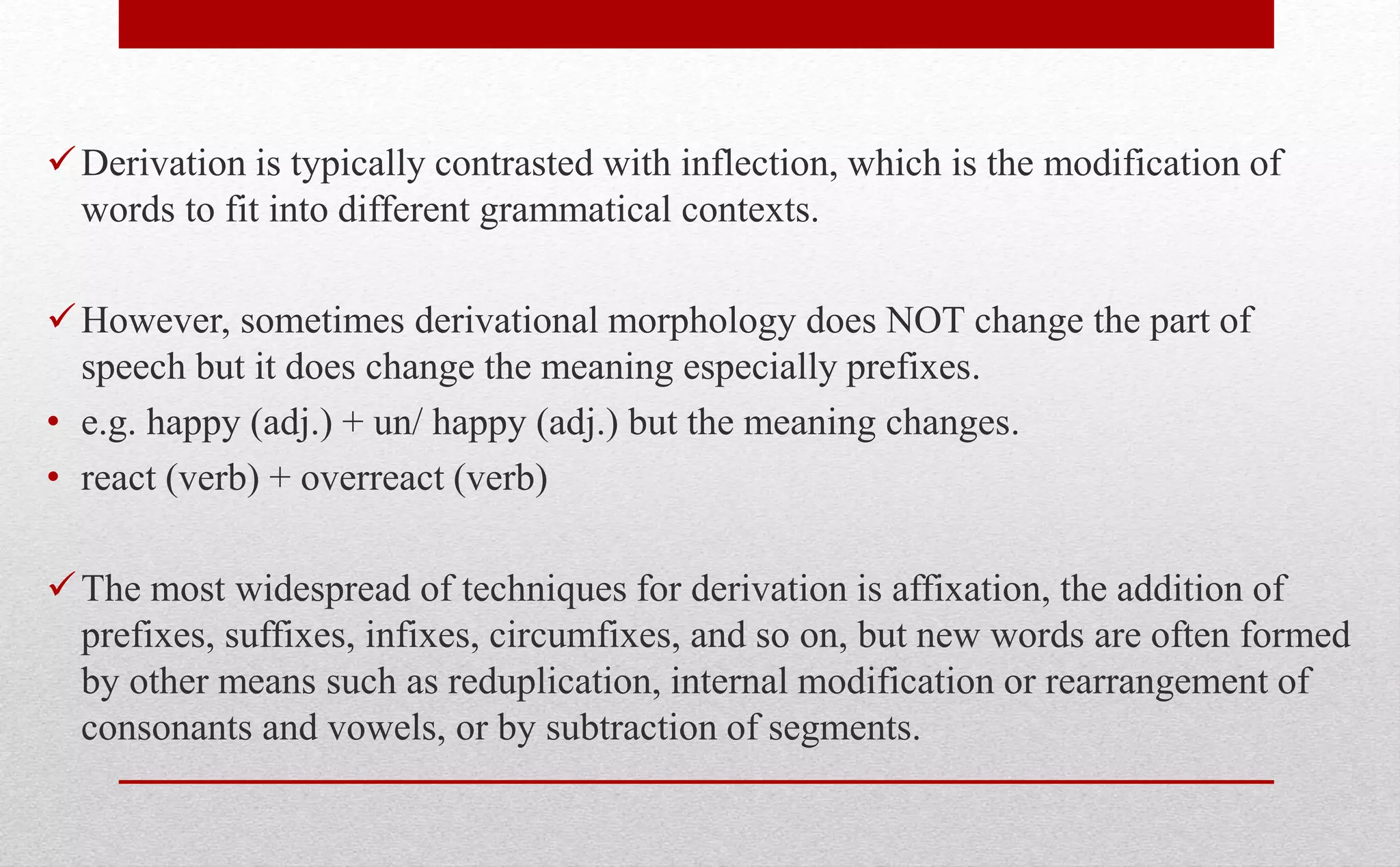 Derivational vs inflectional morphology | PPTX