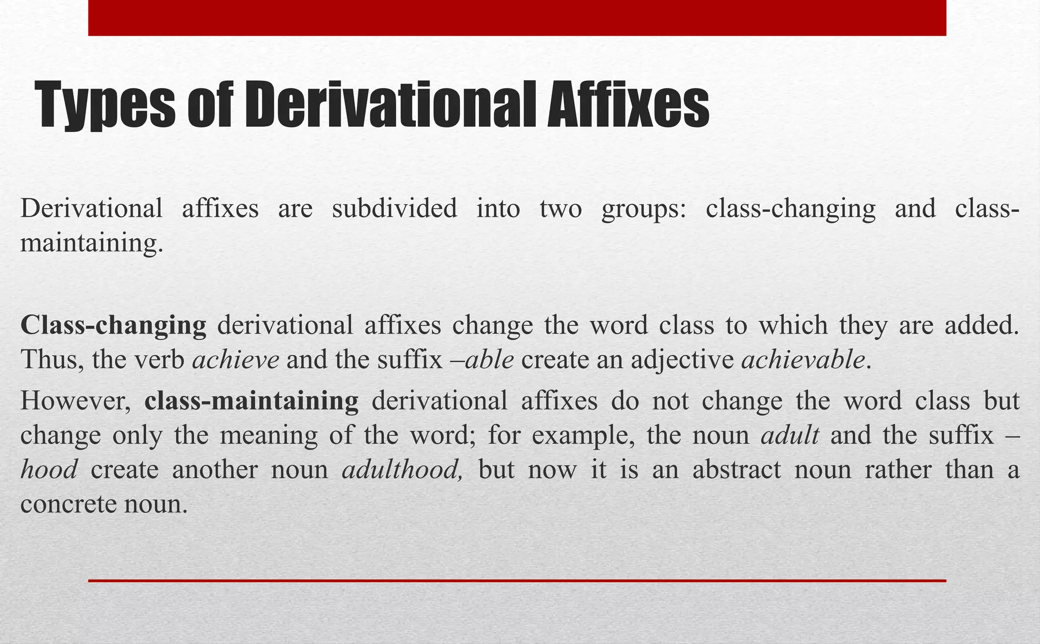 Derivational vs inflectional morphology | PPTX