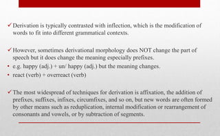 Derivational vs inflectional morphology | PPTX