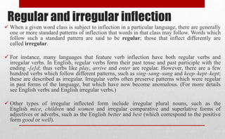 Derivational vs inflectional morphology | PPT